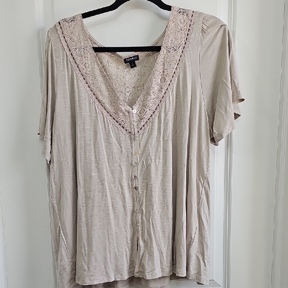 Chaps | Tops | Chaps Tan Relaxed Buttoned Blouse | Poshmark